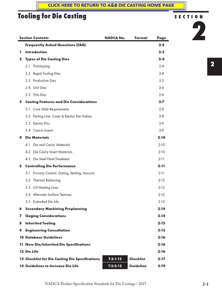 Section 02 Tooling For Die Casting | PDF | Casting (Metalworking ...