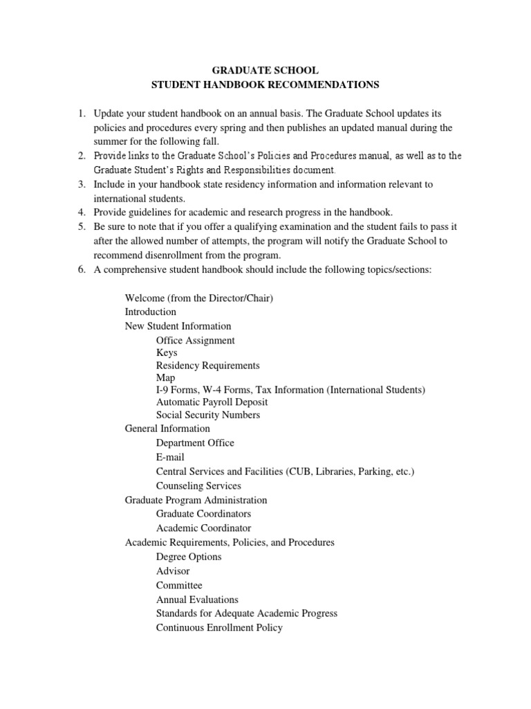 Student Handbook Template | PDF | Thesis | Graduate School