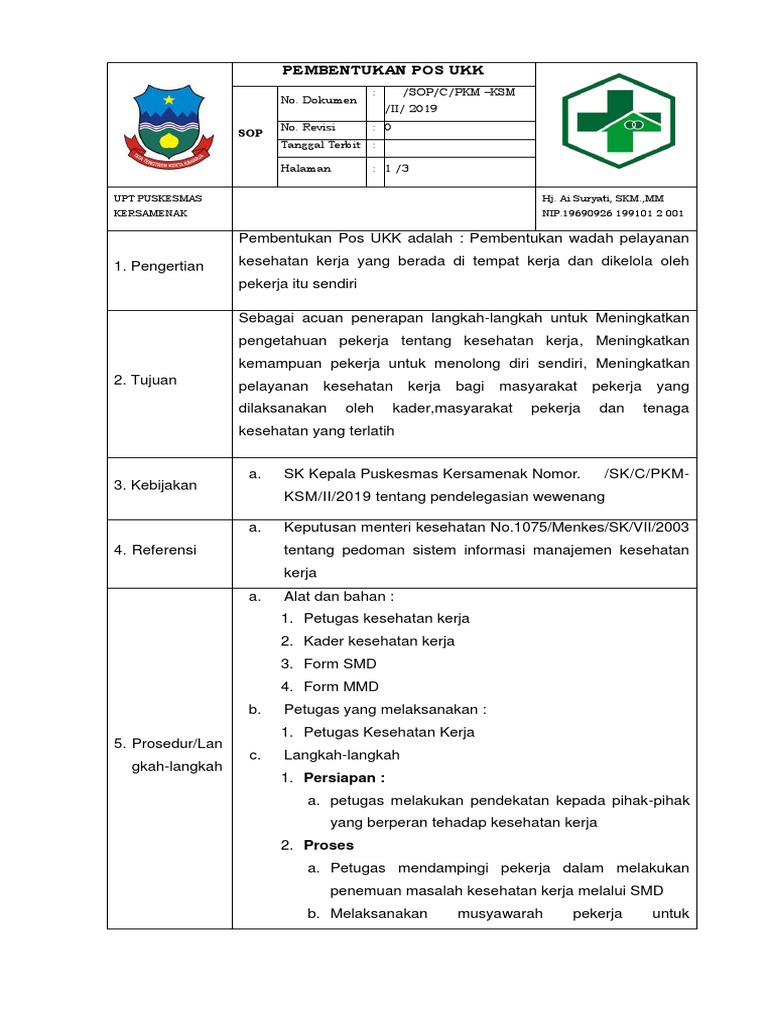 Sop Pembentukan Pos Ukk | PDF