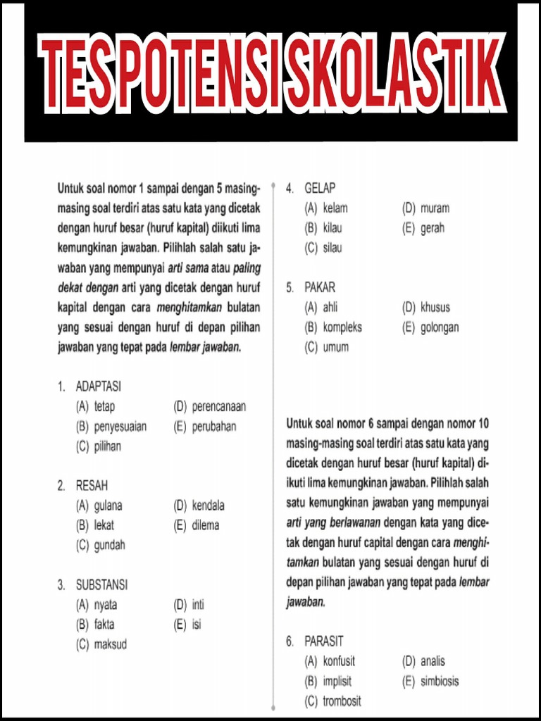 Tes Potensi Skolastik PDF | PDF