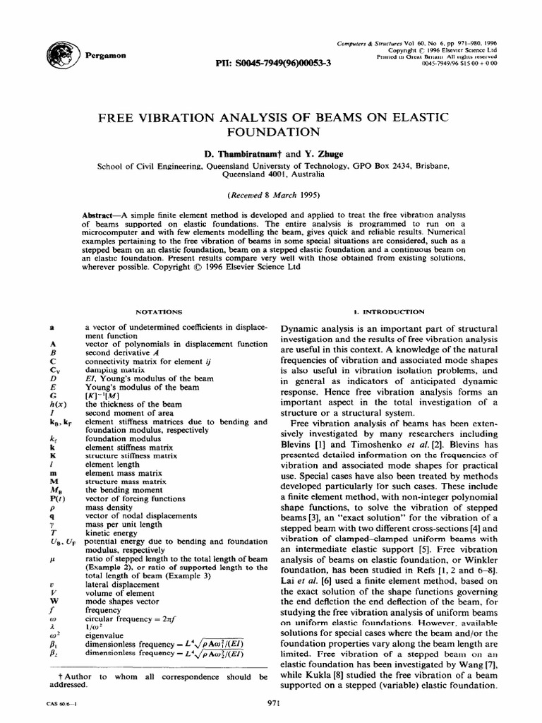Beams On Elastic Foundation | PDF | Bending | Normal Mode