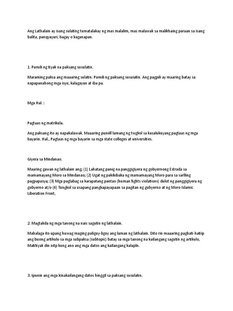 Pagsulat NG Lathalain | PDF