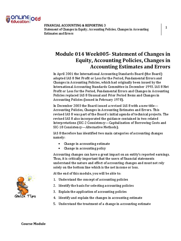 Module 014 Week005-Statement of Changes in Equity, Accounting Policies ...