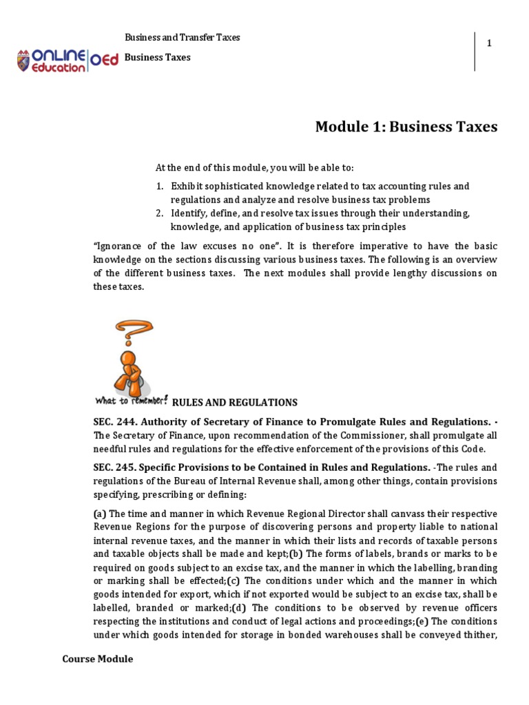 Lesson 1 Business Taxes | PDF | Tax Return (United States) | Taxes