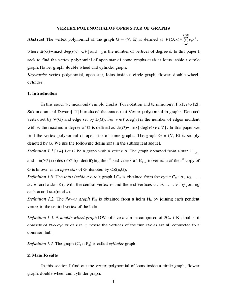 Vertex Polynomial of Open Star of Graphs | PDF | Vertex (Graph Theory) | Theoretical Computer ...