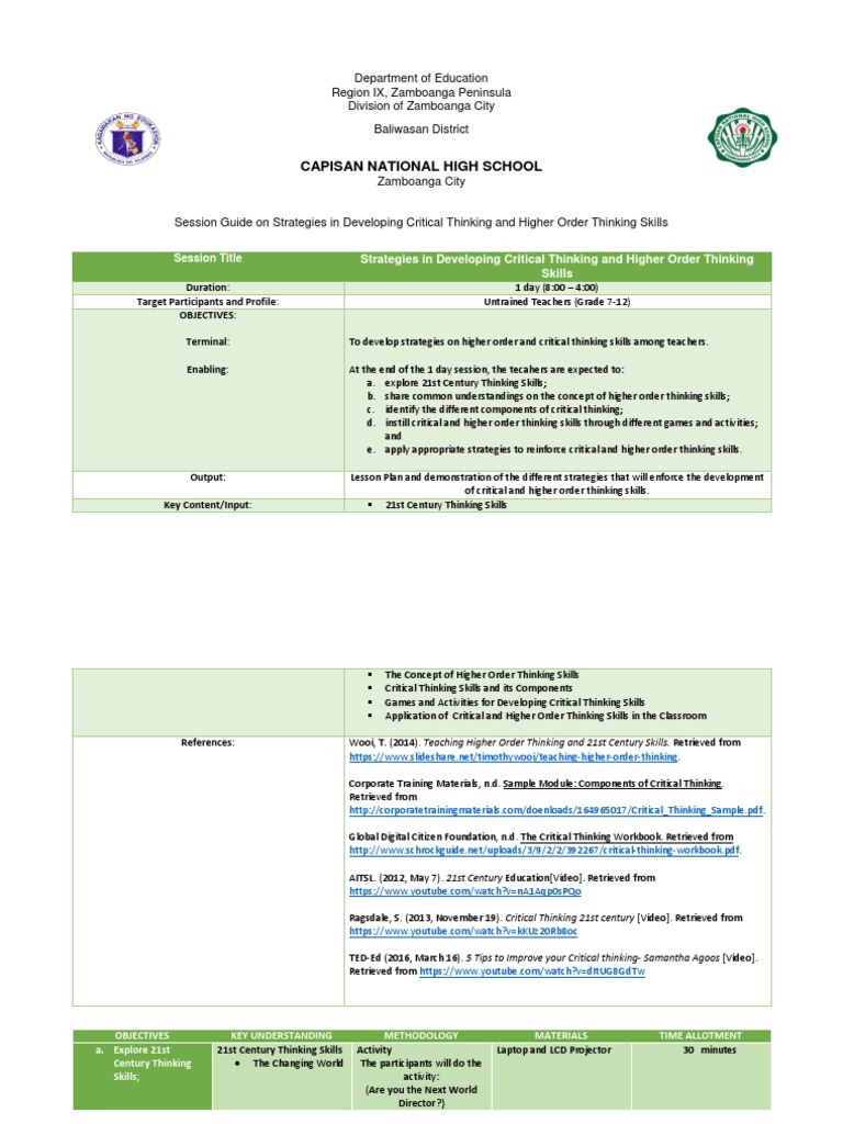 INSET Session Guide | PDF | Critical Thinking | Applied Psychology