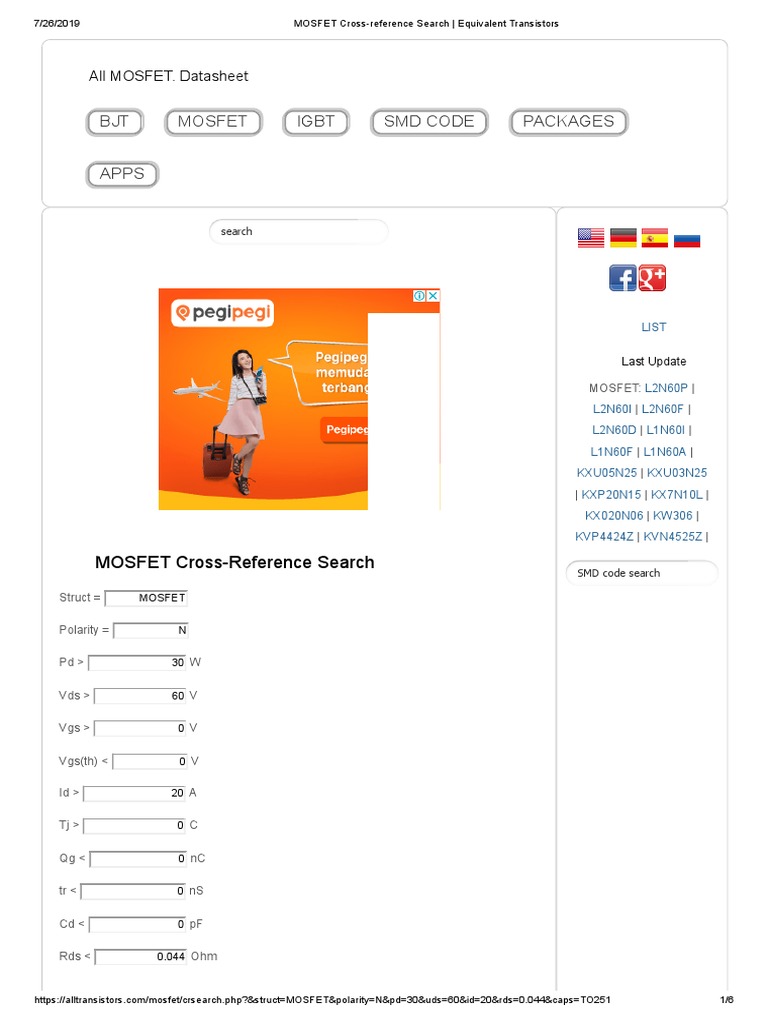 MOSFET Cross-Reference Search - Equivalent Transistors | PDF ...