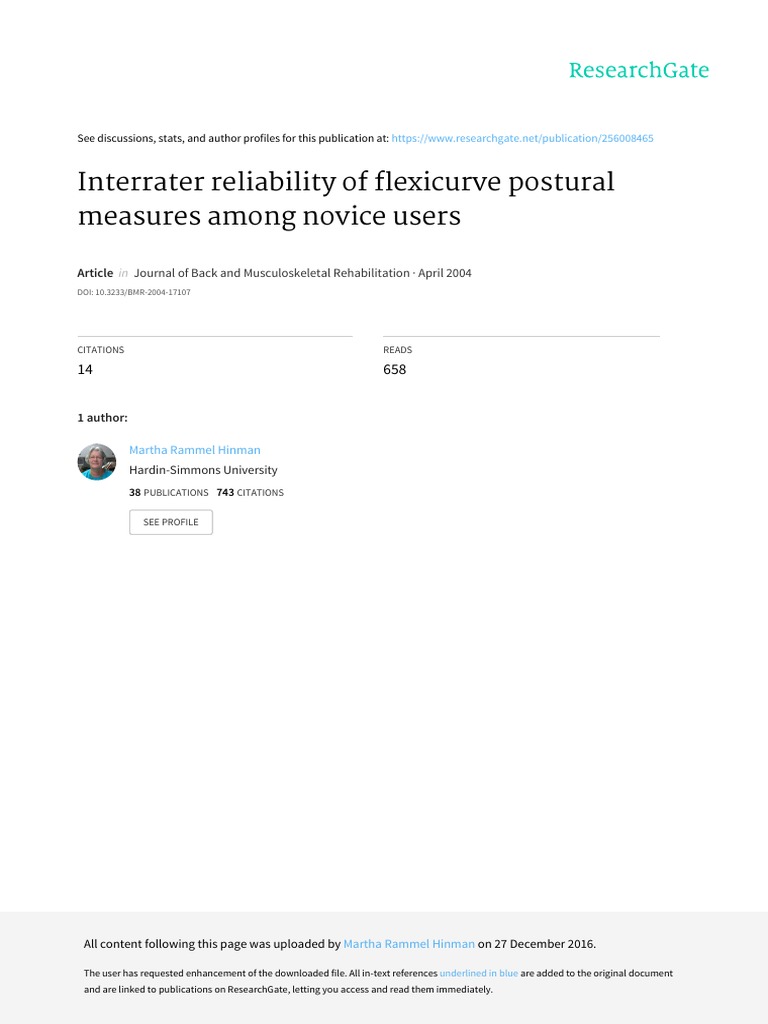 Reliability of Flexicurve Measures | PDF | Vertebral Column | Vertebra