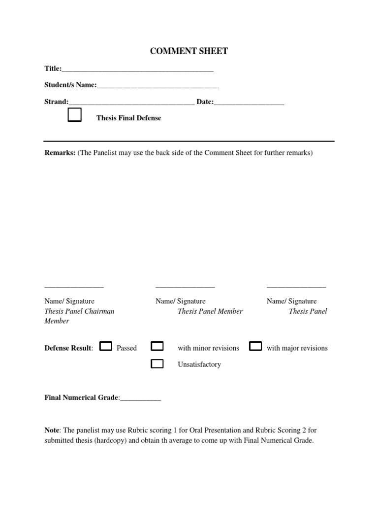 Thesis Defense Evaluation Form | PDF | Art | Computers