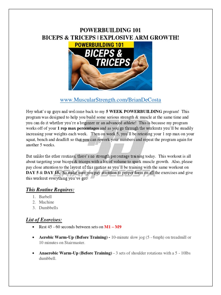 Powerbuilding 101 Biceps Triceps Explosive Arm Growth | PDF | Physical ...
