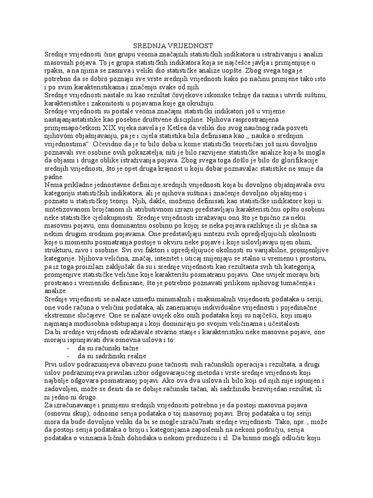 Srednja Vrijednost | PDF