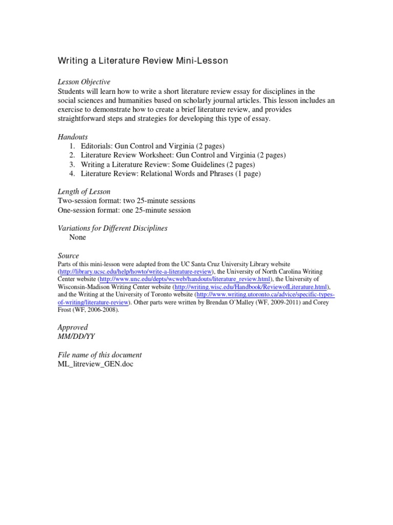 Writing a Literature Review Guide | PDF | Essays | Thesis