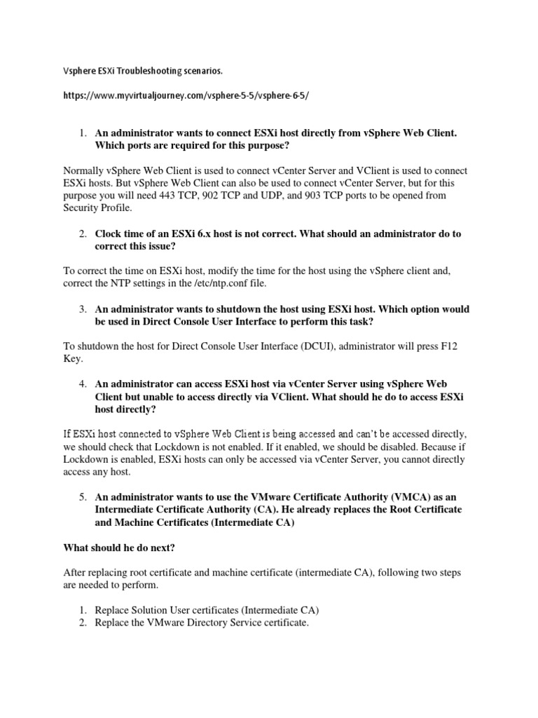 Vmware Vsphere Troubleshooting Scenarios Pdf Virtual Machine Virtualization