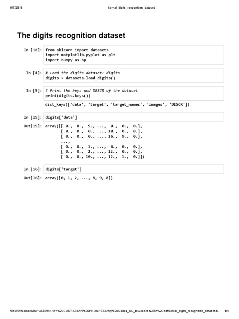 Digits Recognition Dataset | Download Free PDF | Statistical ...