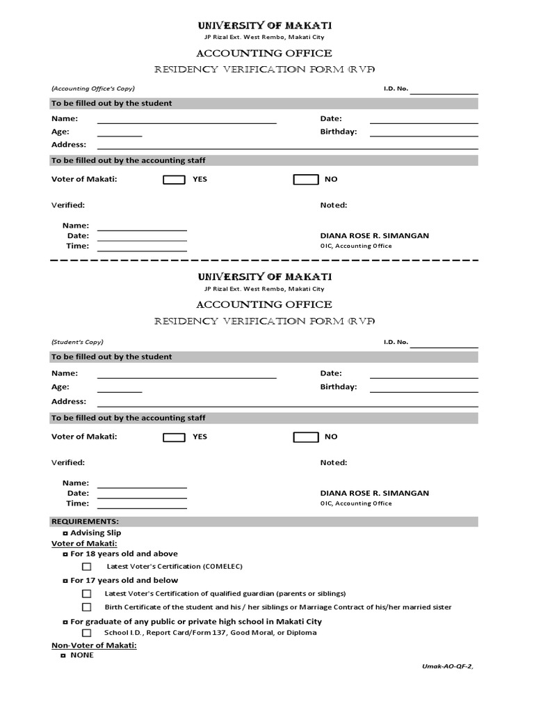 RV Form | PDF | Document | Identity Document