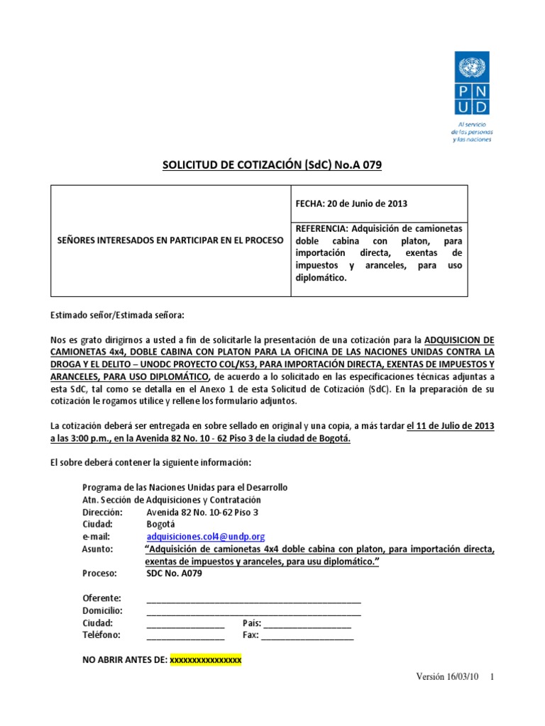 Modelo de Solicitud de Cotizacion Ok | PDF | Oferta (economía) | Factura