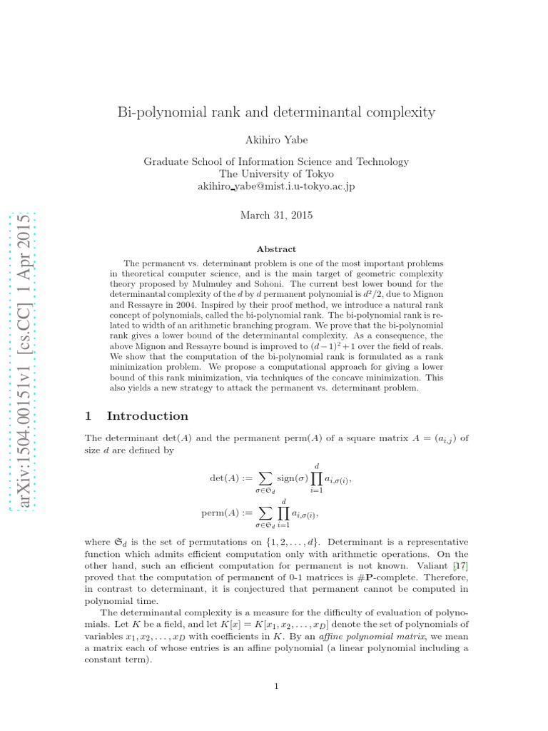 Improving Determinantal Complexity Lower Bounds for Permanent Polynomials via Bi-Polynomial Rank ...