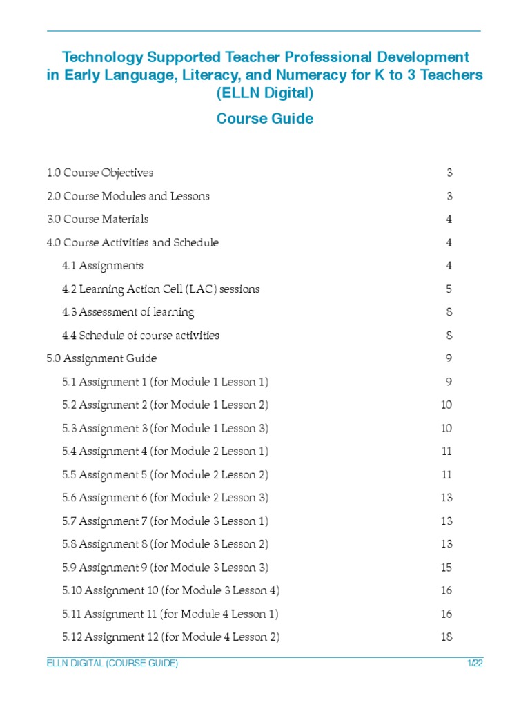 ELLN Digital Course Guide | PDF | Teachers | Literacy