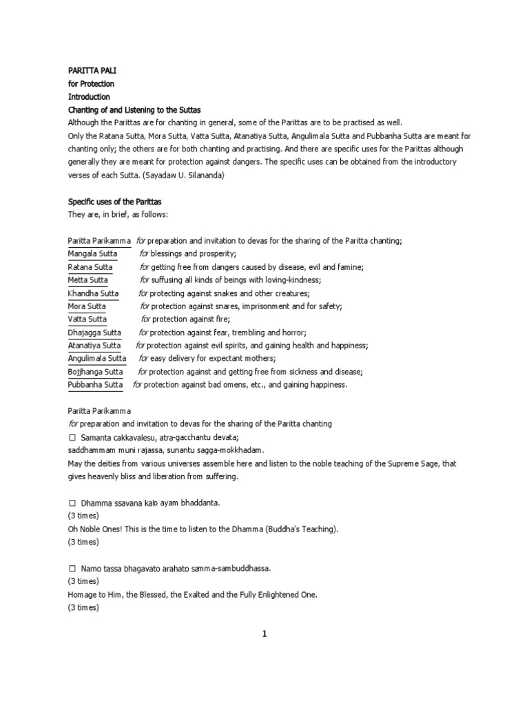 PARITTA PALI With Eng Translation | PDF | Gautama Buddha | Buddhahood