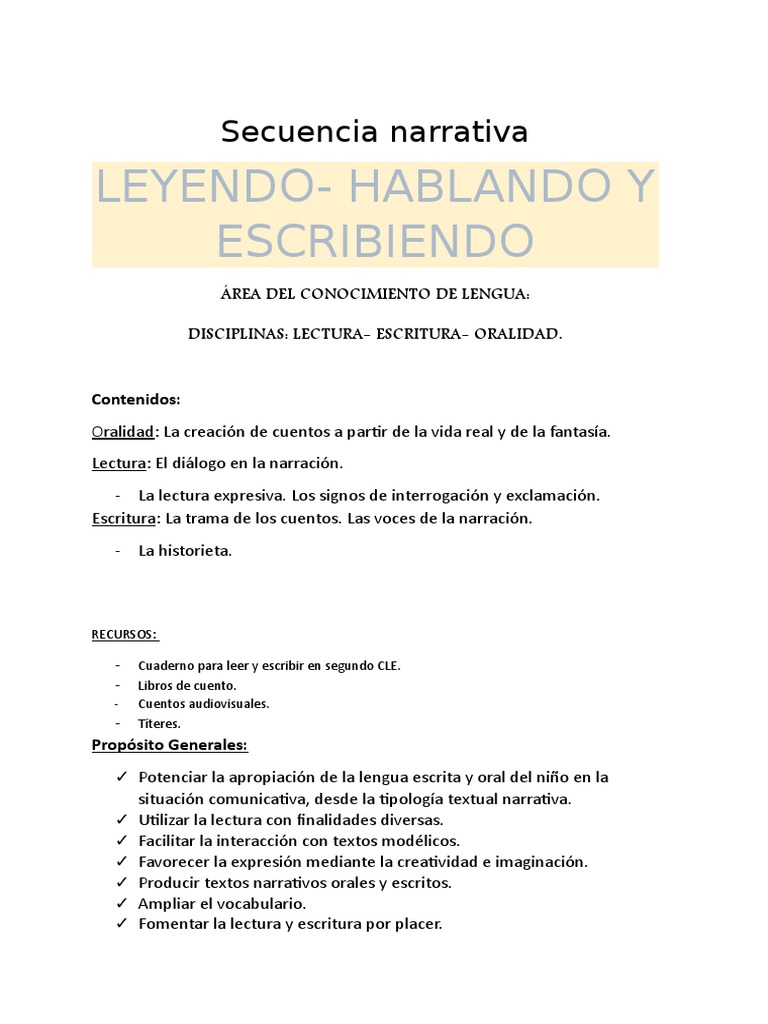 Secuencia Narrativa | PDF | Narrativa | Cuentos