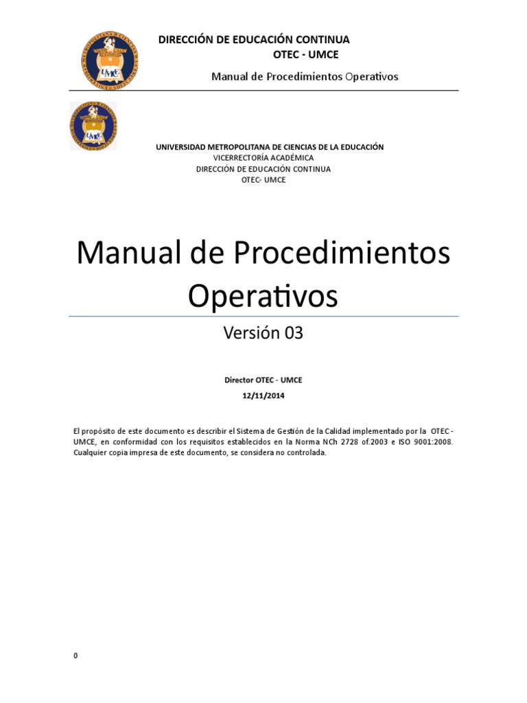 Manual de Procedimientos Operativos v03 | PDF | Calidad (comercial) | Software
