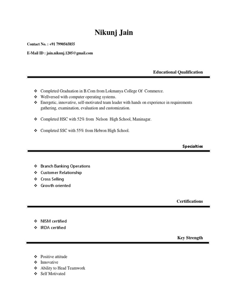 Nikunj Jain: Contact No.: +91 7990565855 | PDF