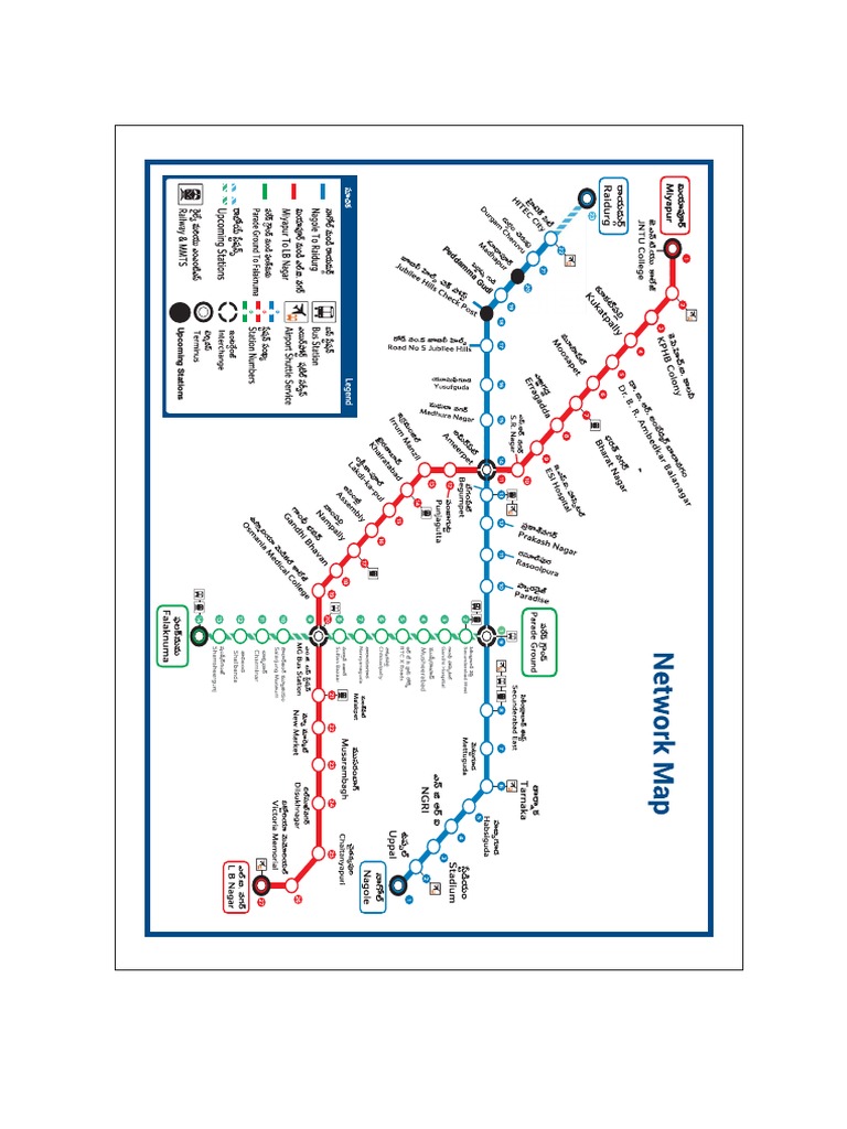 Hyderabad Metro - Network Map PDF | PDF