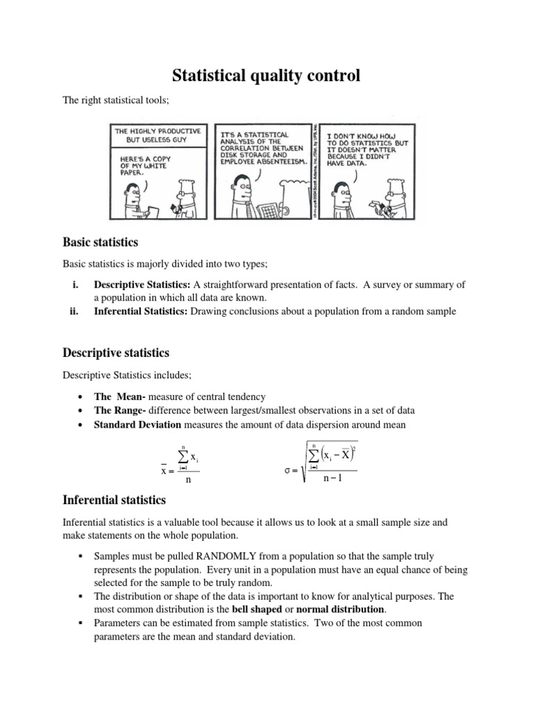 Statistical Quality Control Overview | PDF | Statistics | Sample Size ...