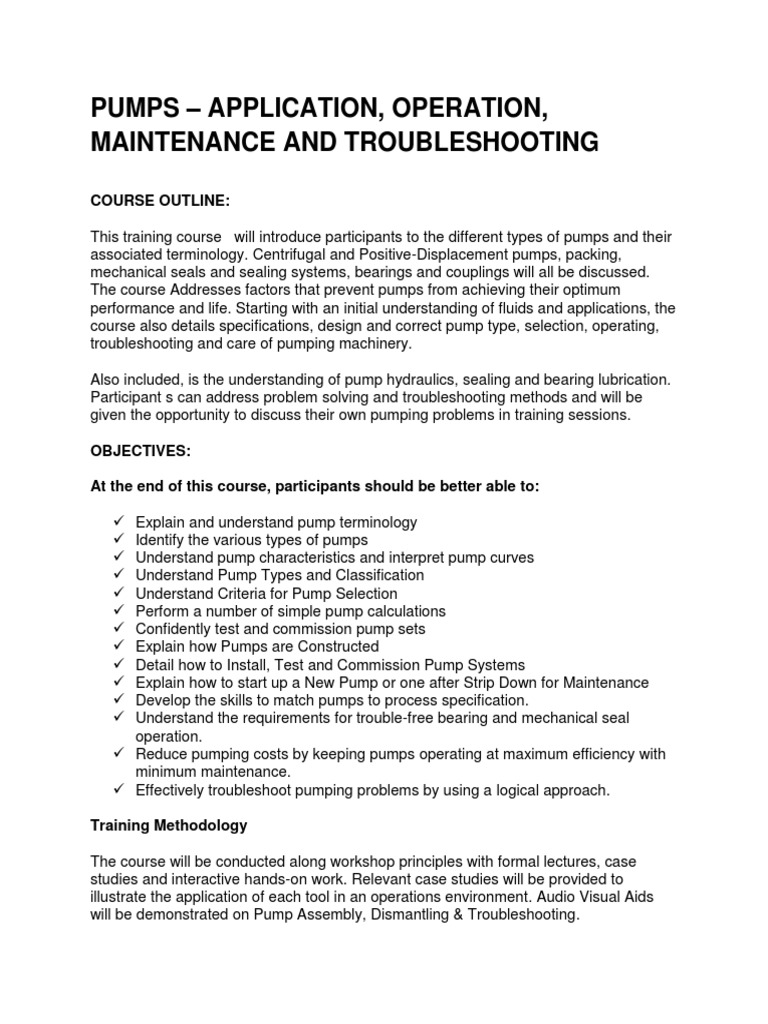 Pumps - Application, Operations, Maintenance & Troubleshooting | PDF ...