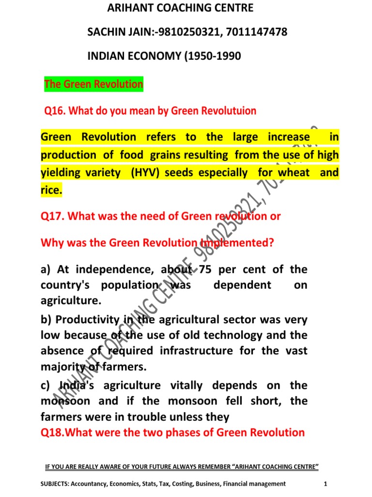 Understanding India's Green Revolution | PDF | Green Revolution ...