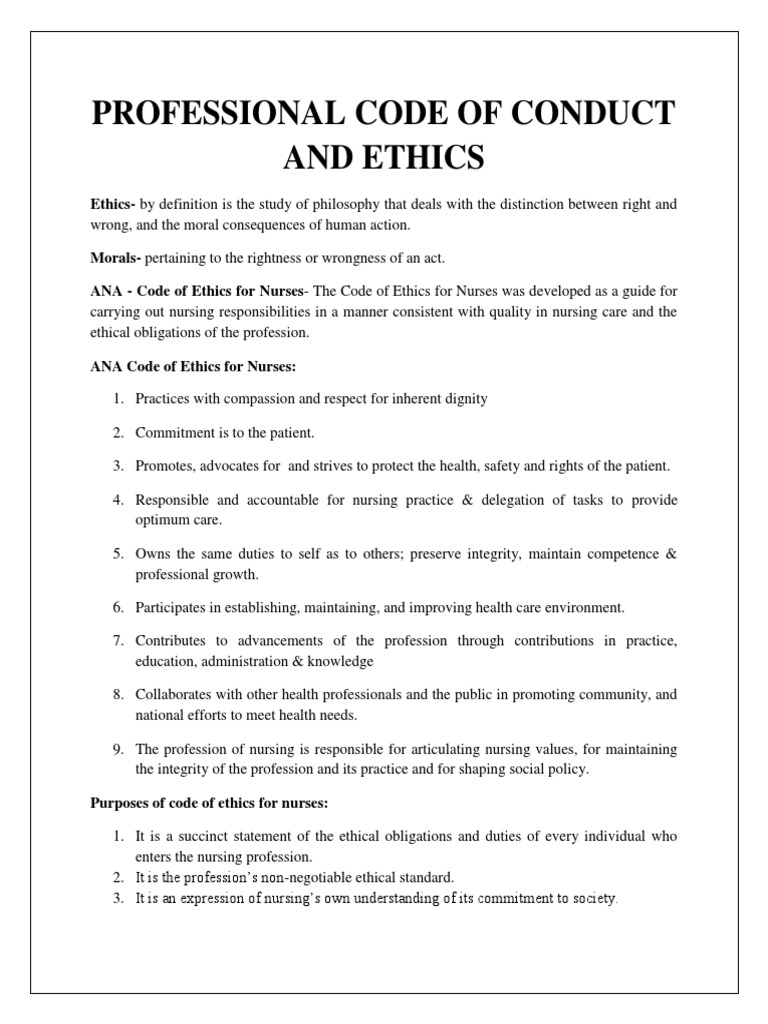 Code of Conduct ND Ethics | PDF | Nursing | Confidentiality