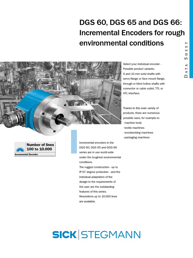 DGS 60, DGS 65 and DGS 66: Incremental Encoders For Rough Environmental ...