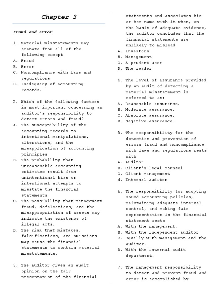 Aud Theo Reviewer Chap 3 To 5 | PDF | Internal Control | Audit