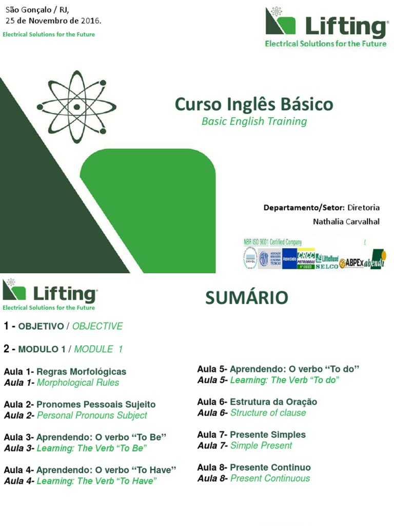 Curso de Inglês Básico | PDF | Assunto (gramática) | Pronome