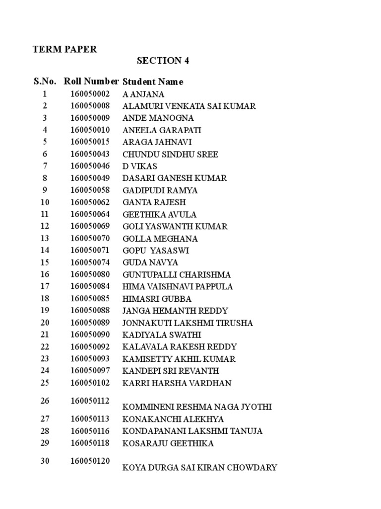 Term Paper Batches SECTION-4 | PDF