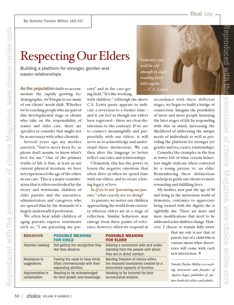 Respecting Our Elders | PDF | Parenting | Relationships