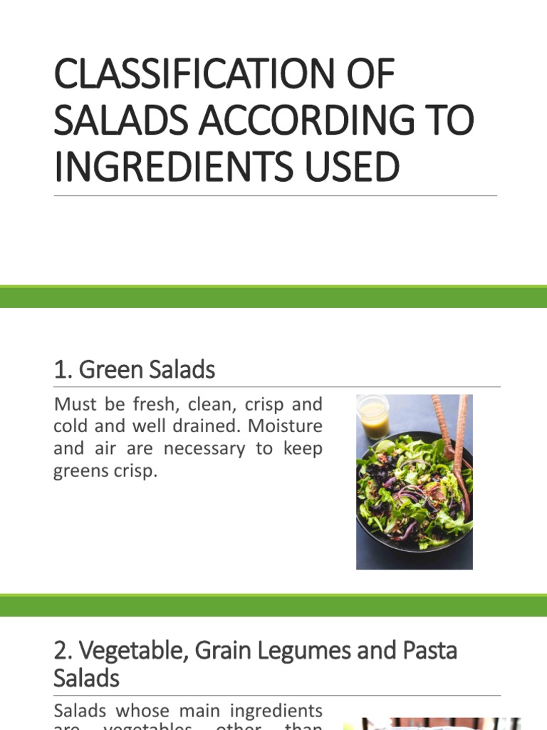 Classification of Salads by Ingredients | PDF