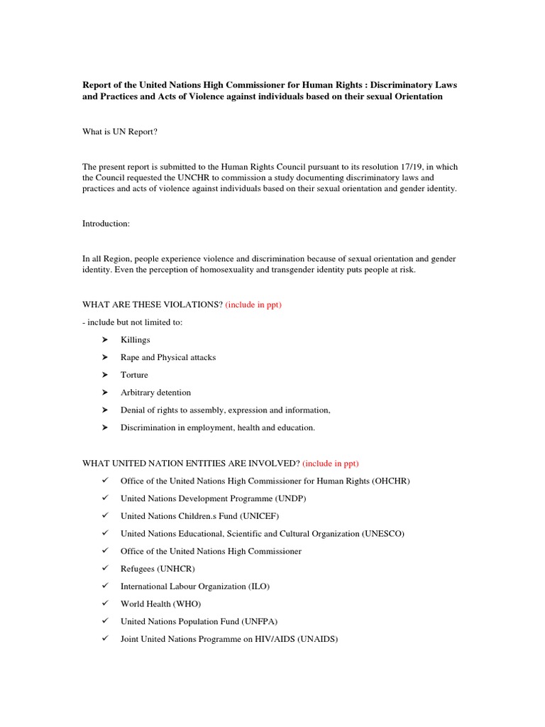 Discrimination and Violence Against Individuals Based on Their Sexual ...