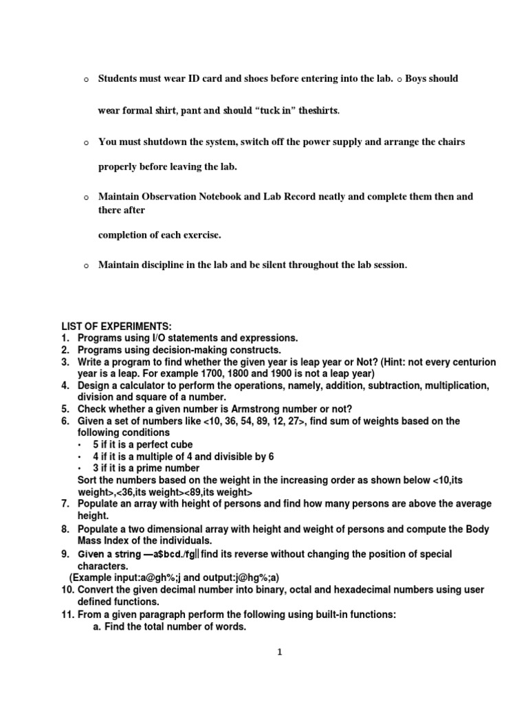 C Programming Lab Pdf Division Mathematics C Programming Language
