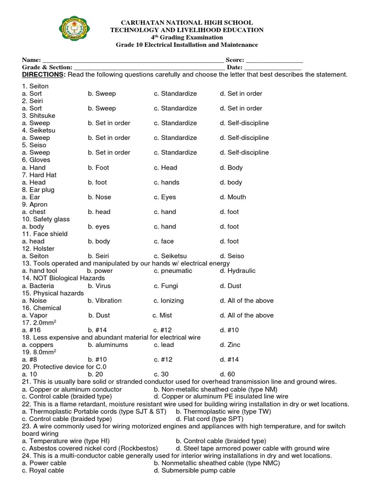 Exam Eim | PDF | Electrical Wiring | Wire