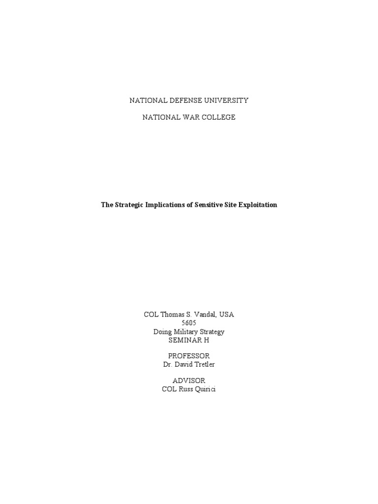 National Defense University National War College: The Strategic ...