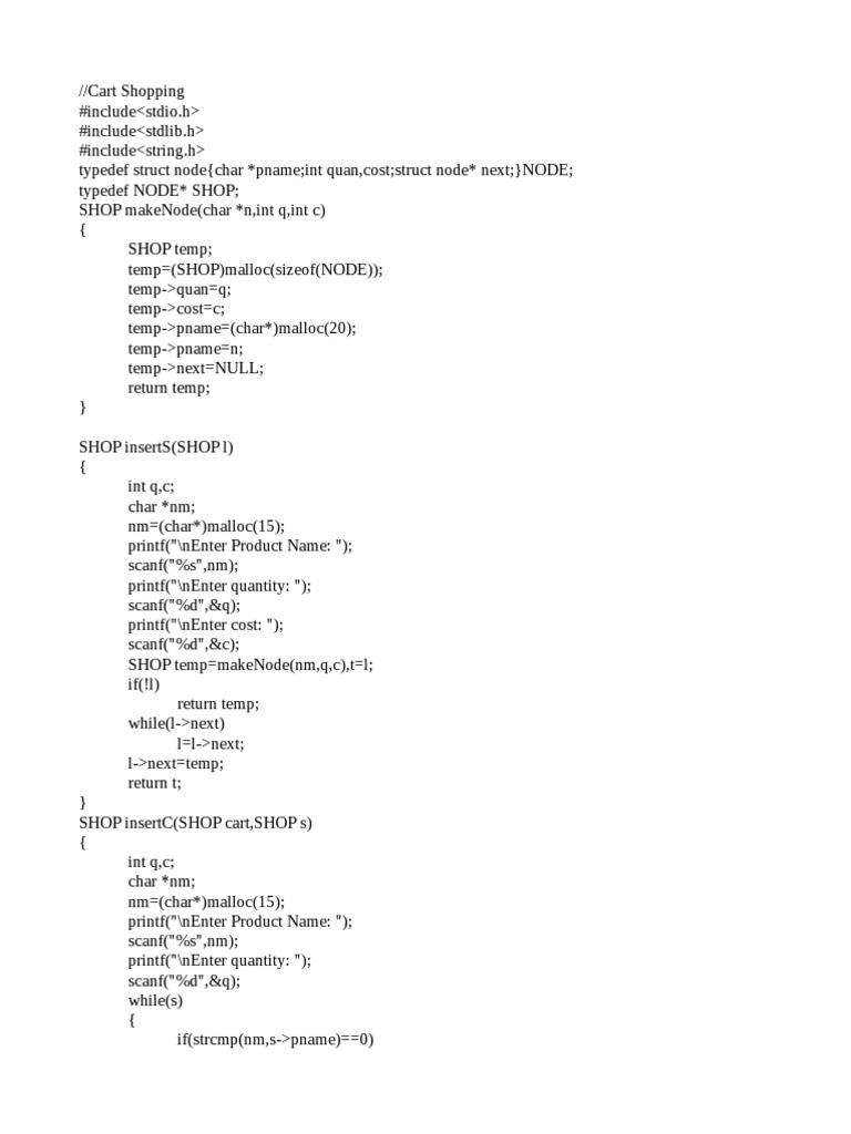 SHOPPING C Program | PDF | Programming Paradigms | Software