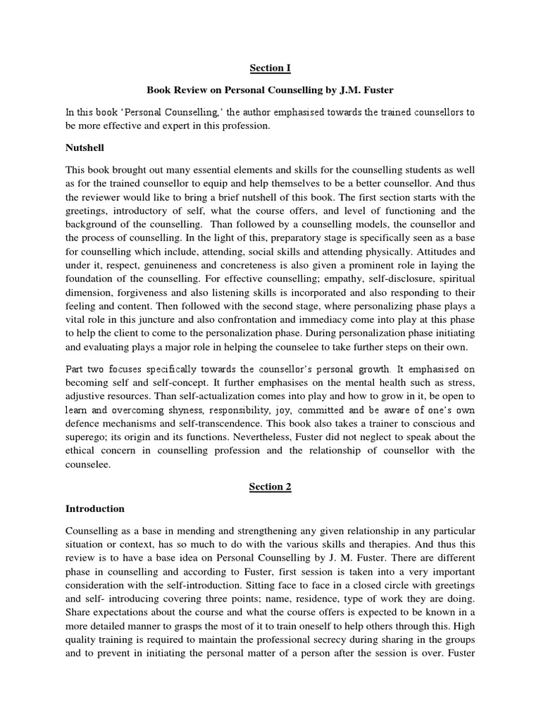 Book Review On Personal Counselling by J.M Fuster | PDF | Psychotherapy ...