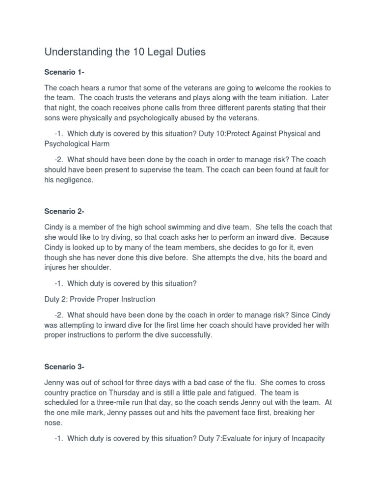 14 Legal Duties of Coaches Explained | PDF | Ball Games | Team Sports