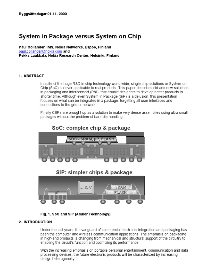 System in Package Versus System On Chip | PDF | Integrated Circuit ...