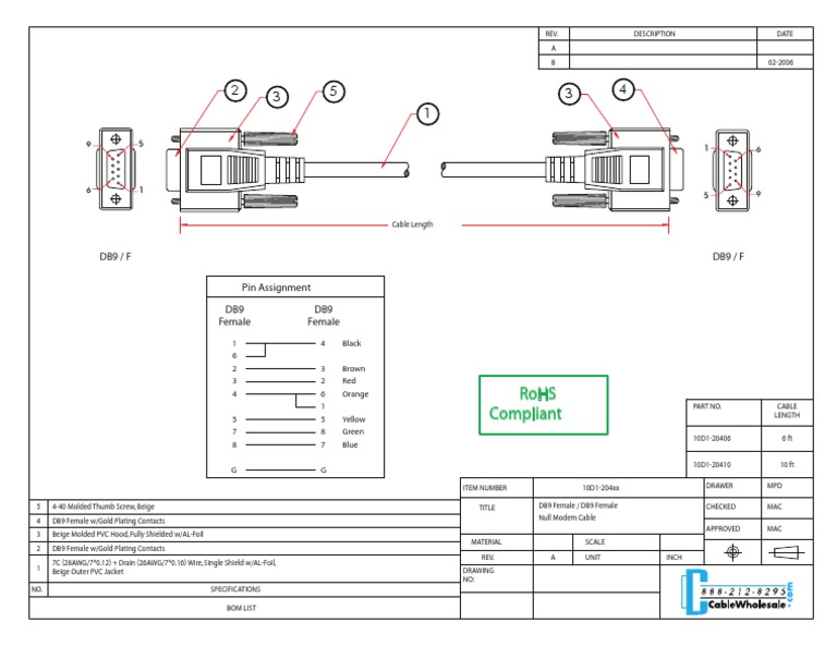 Null Modem Cable Pinout | PDF | Electrical Components | Equipment