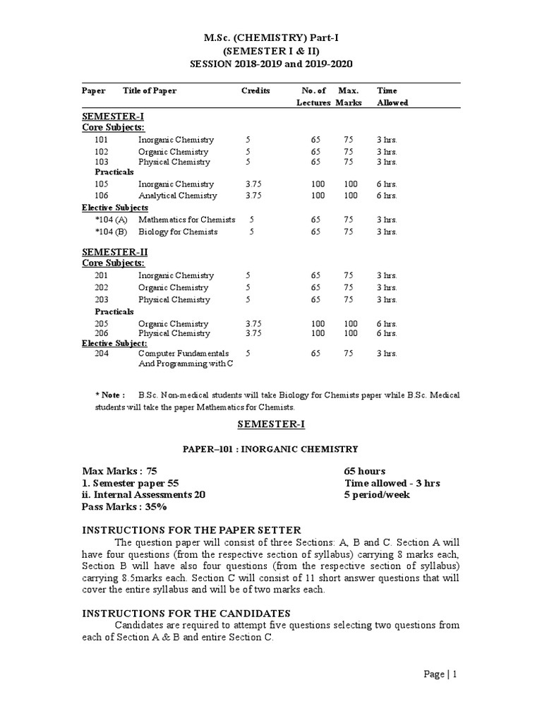 M.sc. (Chemistry) Part I (Semester i&II) Papers | PDF | Solvation | Lipid