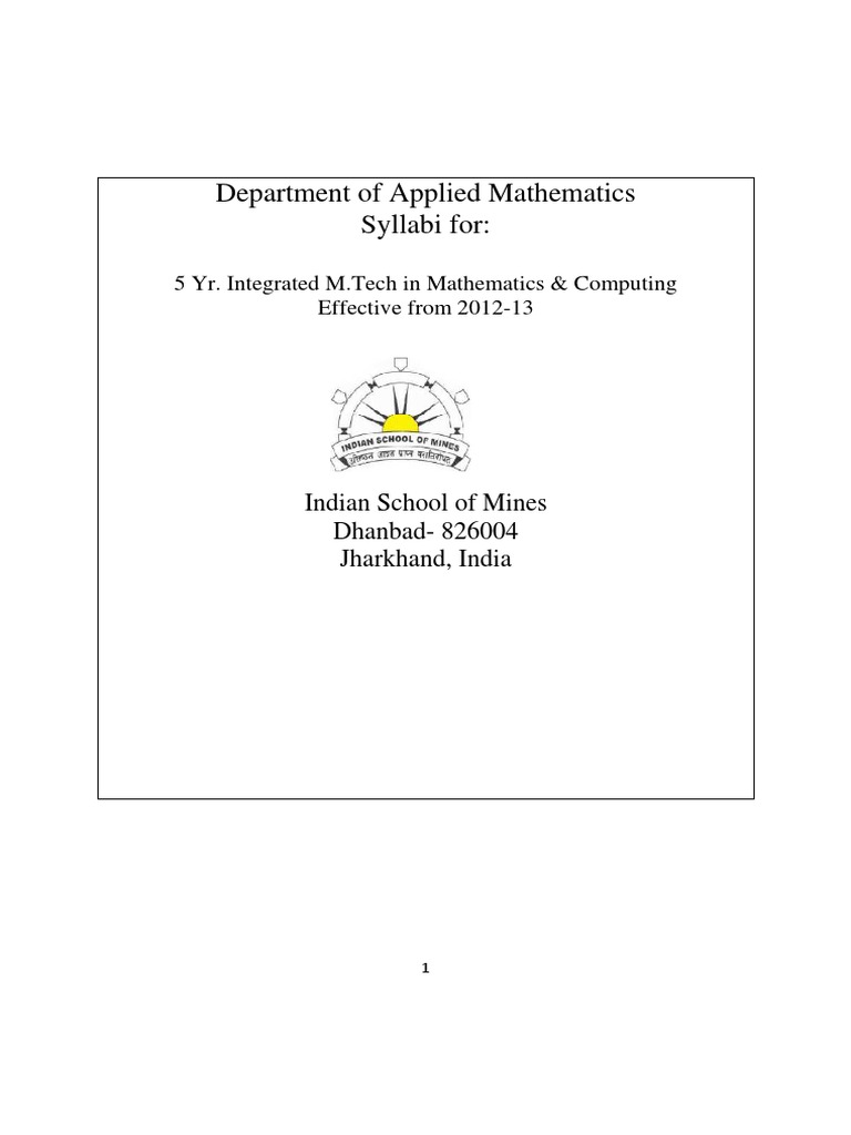 5 Yr Integrated M.Tech in Mathematics and Computing Course Structure ...