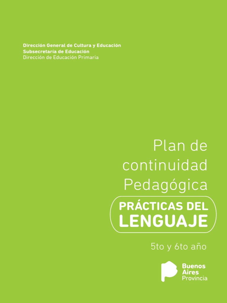 Plan de Continuidad Pedagogica Practicas Del Lenguaje Primaria 5to y 6to Ano | PDF