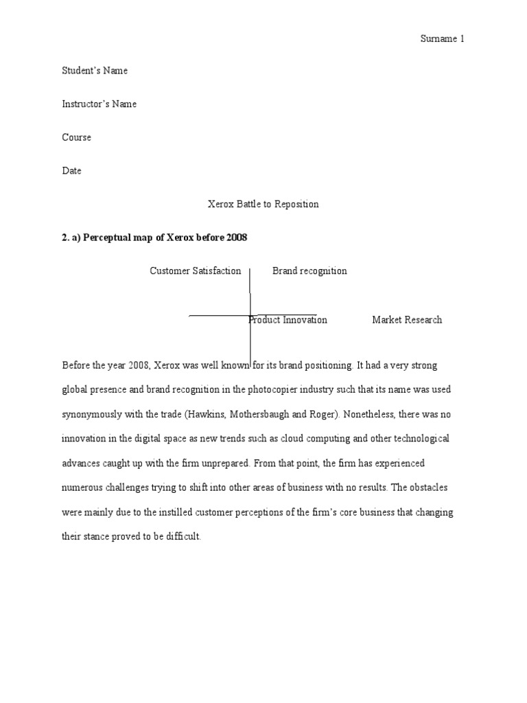 A) Perceptual Map of Xerox Before 2008 | PDF | Brand | Innovation